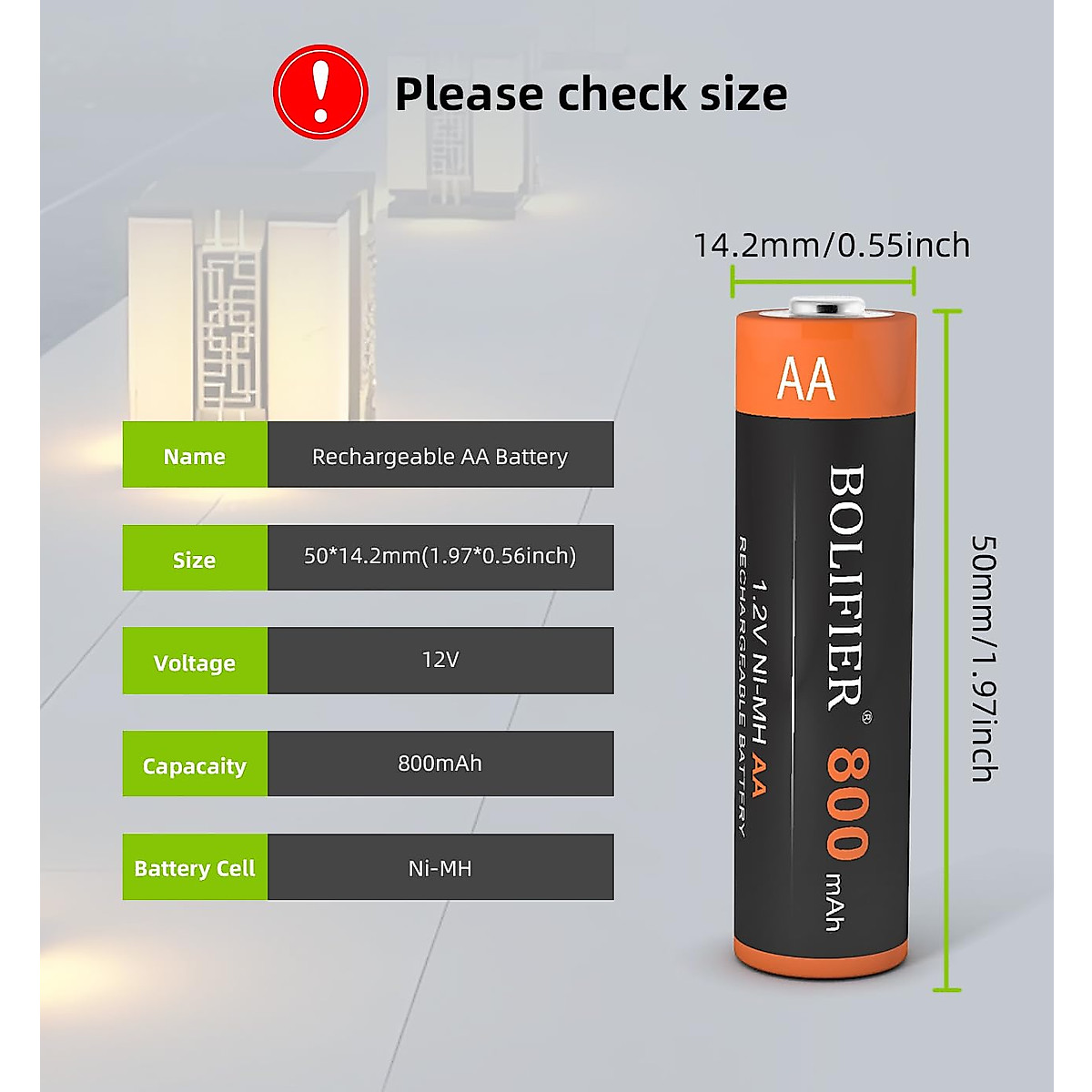 Kruta NiMH Rechargeable AA Batteries, 1.2V 800mAh Rechargeable AA Solar Batteries for Outdoor Solar Lights and Household Devices, Pre-Charged (AA Pack 8)