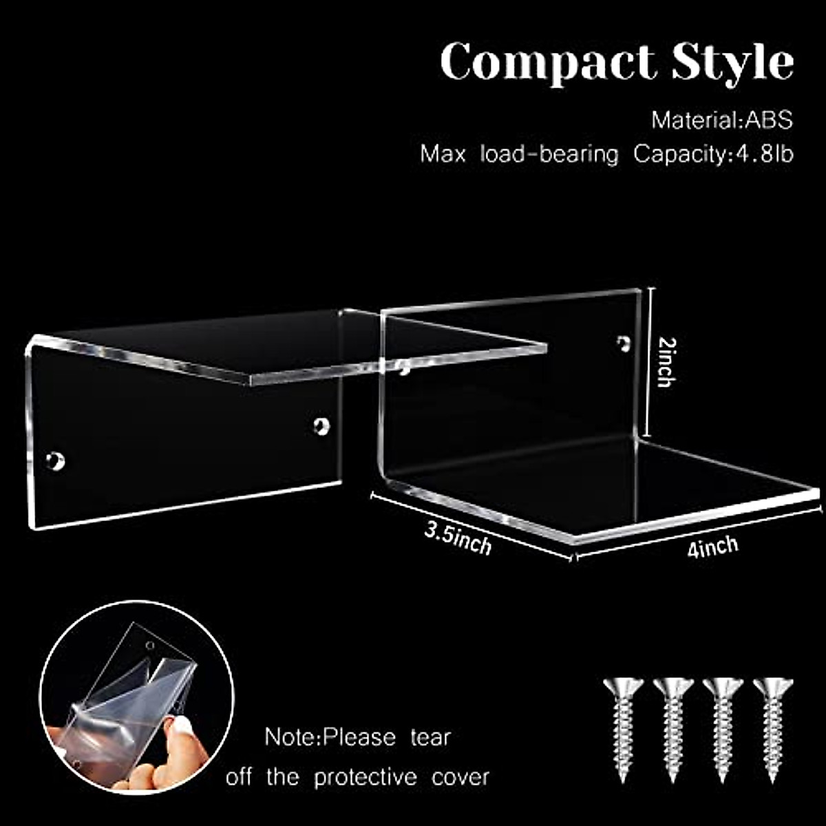 Yalikop Small Adhesive Wall Shelves Acrylic Display Shelf Mini Floating Shelves Pop Shelves Hanging Display Shelves for Space Save Room Bedroom Living Room Bathroom (Clear, 10 Pieces)