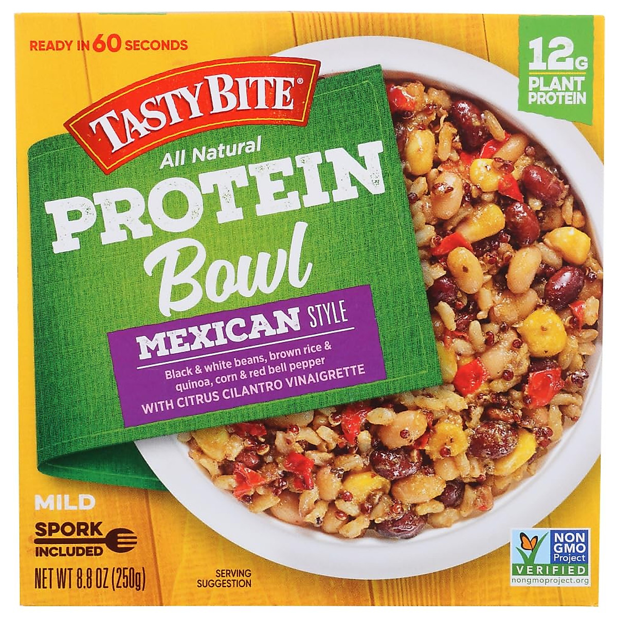 TASTY BITE Mexican Protein Bowl, 8.8 Ounce, Pack of 6, Ready to Eat, Microwaveable, Vegan, 12g Plant Protein, Tangy Citrus