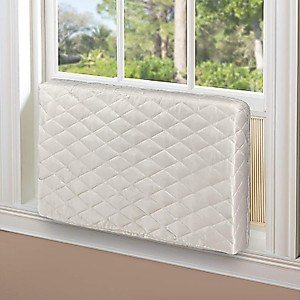 Homydom AC Cover Indoor, Air Conditioner Cover Inside Window AC Unit Cover, Double Insulation with Elastic Strap, Light Yellow S-21"x 13"x 3.5"(L x H x D)…
