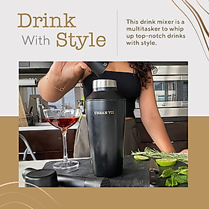 URBAN VII Cocktail Shaker Set & Bartender Kit with Bamboo Stand, 12-Piece Bartending Kit for Bar Cart and Home Bar, Mixology Bartender Kit & Cocktail Set, Matte Black