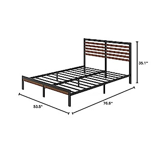 Zinus Kai Bamboo and Metal Platform Bed Frame with Headboard / No Box Spring Needed / Easy Assembly, Full