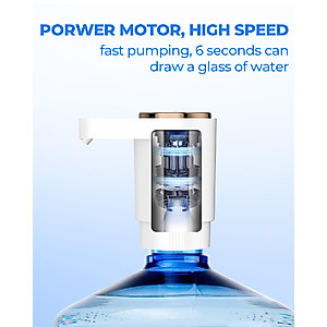 Water Bottle Pump, Portable Electric Water Dispenser Pump for 5 Gallon Bottles - USB Charging, Automatic Switch, Rechargeable Battery for Home Kitchen Room Camping