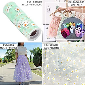 IONTACH Daisy Tulle Rolls 6 Inch by 10 Yards (30FT) Fabric Spool Tulle Ribbon for DIY Tutu Skirt Sewing Bow Wedding Decorations Craft Supplies (Aqua)