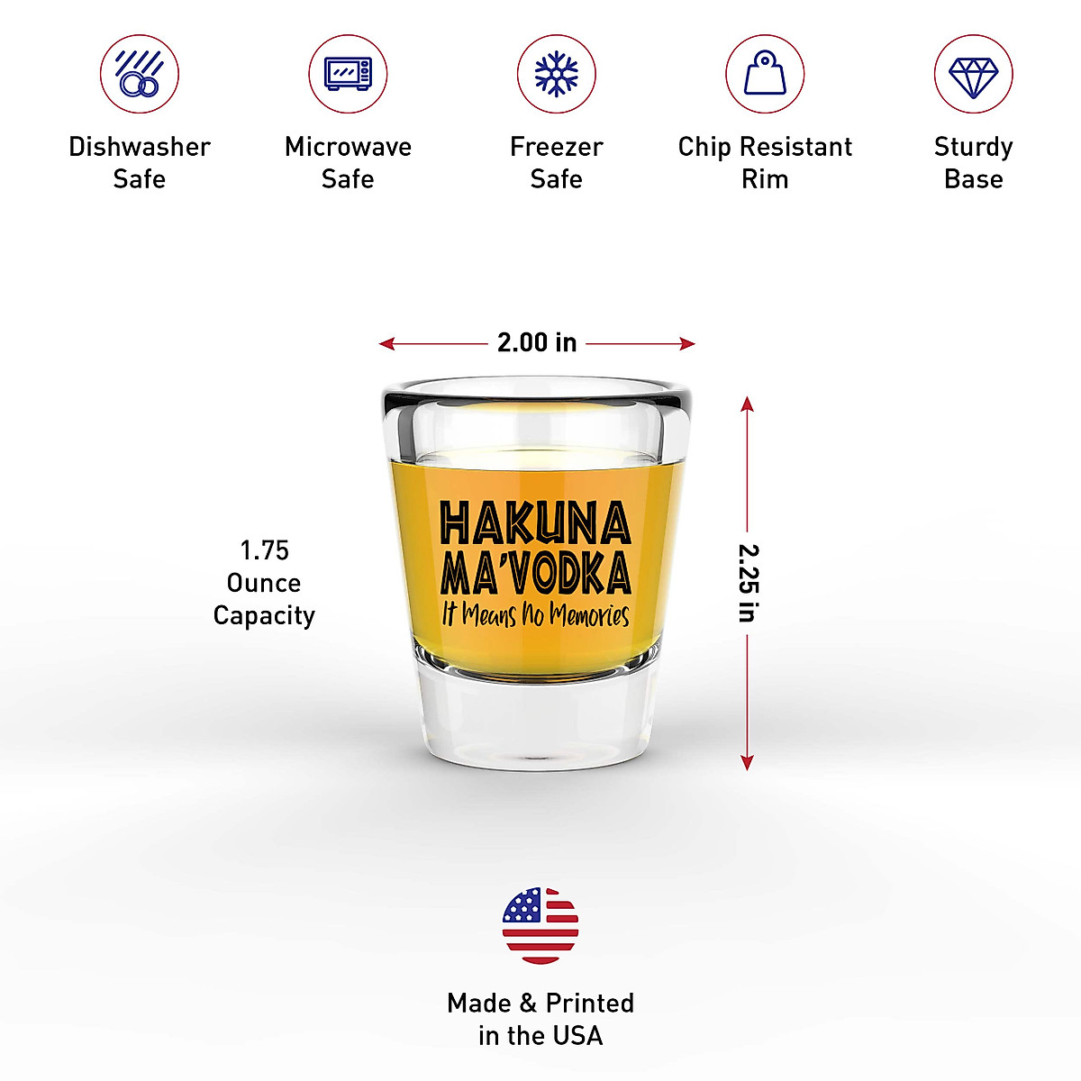 LitGifts Funny Vodka Glass - Cute Shot Glasses for Women or Men - Vodka Glasses for Men or Women - Unique Vodka Gifts for Vodka Lovers - Funny Shot Glasses for Adults - 1.75 Ounce Shot Glass