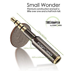 FosPower (1 Pack 3.5mm Male to Female Auxiliary Stereo Audio Headphone Jack AUX Adapter [4-Conductor TRRS | 24K Gold Plated Plug] for iPhone, Smartphones, Tablets, Speakers, Microphone & Card Readers