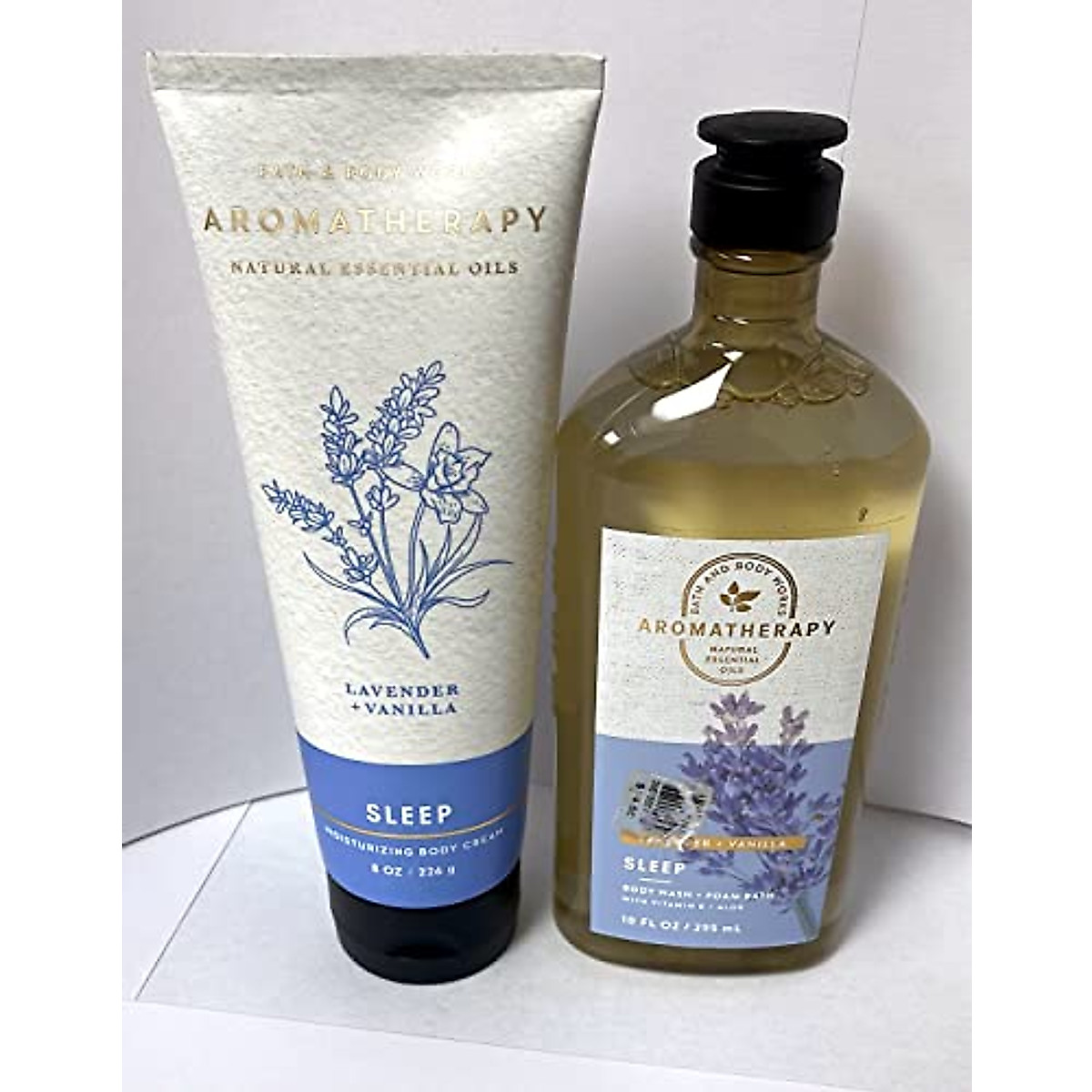 Bath & Body Works - Aromatherapy -Sleep - Lavender Vanilla – Bundle - Body Wash & Foam Bath 10oz. & Body Cream 8 oz