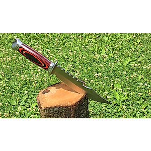 eTradewinds USA Combat Hunting Knife w/Sheath, Pakkawood Handle, & Razor Sharp 420 SS Rust Free Full Tang Fixed Blade (Nylon Sheath) By eT