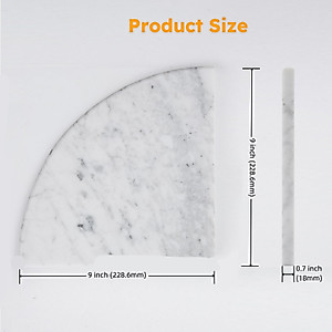 Diflart Marble Corner Shelf Polished 9 Inch, White Carrara Marble Corner Floating Shelves, Wall Mounted Marble Corner Shelves for Shower Bathroom Kitchen Pack of 1 Pcs