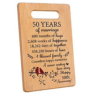 50th Wedding Anniversary Cutting Board Gifts,50th Anniversary Wedding Gift Ideas,50th Wedding Anniversary Decorations,50 Years of Marriage Couple Gifts for Husband Wife Parents Grandparents (11"X7")