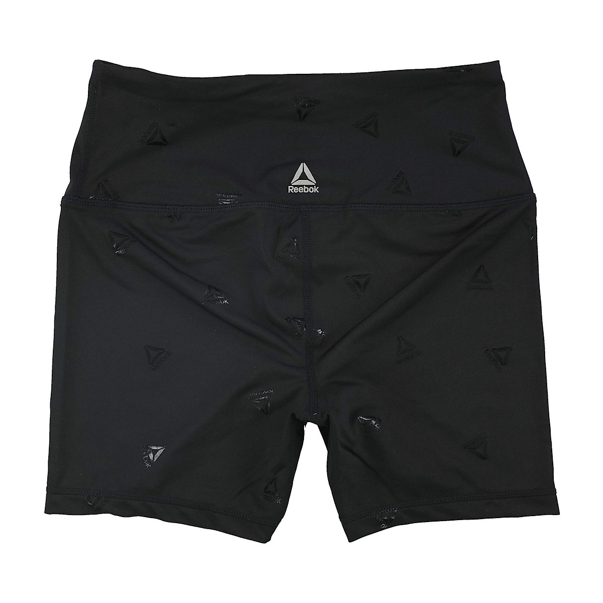 Reebok Womens Fitted Highrise Athletic Compression Shorts, Black, Large