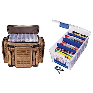 Plano Guide Series 3700 XL Tackle Bag, Beige 1680 Denier Fabric with Waterproof Base & Flambeau Outdoors 4510 Super Half Satchel Soft Bait Organizer
