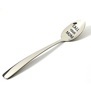 Funny Call Your Mom Spoon Engraved Stainless Steel, Coffee Tea Lovers Gifts for Women Men Friends Graduation Birthday Christmas Gift