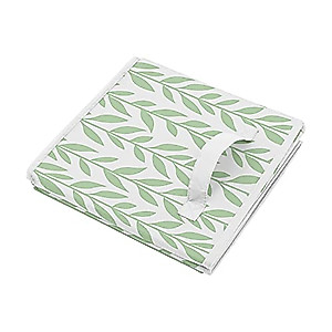 Sweet Jojo Designs Floral Leaf Girl Small Fabric Toy Bin Storage Box Chest For Baby Nursery or Kids Room - Green and White Boho Farmhouse for the Yellow Sunflower Collection