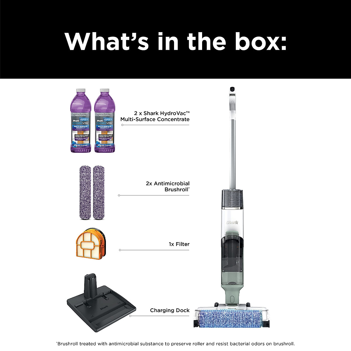 Shark AW201 HydroVac Cordless Pro XL 3-in-1 Vacuum, Mop & Self-Cleaning System with 2 Antimicrobial Brushrolls* & 2 Solutions for Multi-Surface Cleaning, for Hardwood, Tile, Area Rug & More, Tea Green