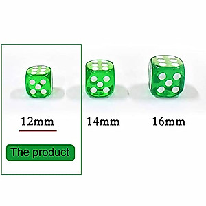 DAGONGREN 100 Pieces 12MM Small 6 Sided Dice Set Translucent Colors Dice, with Black Pouch for Board Game