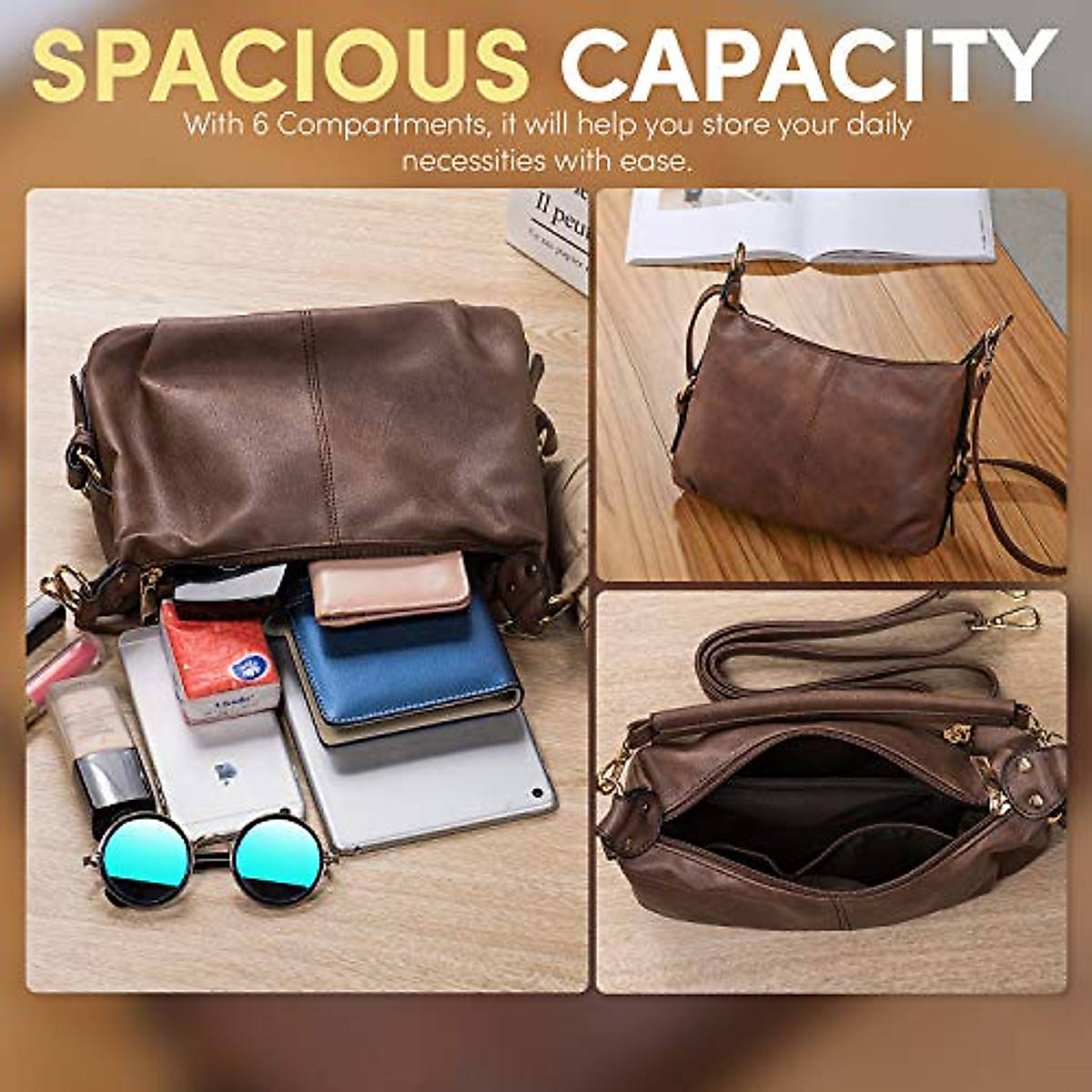 Katloo Small Hobo Handbag for Women Top Handle Crossbody Bag Ladies PU Leather Shoulder Purse Nail Clipper