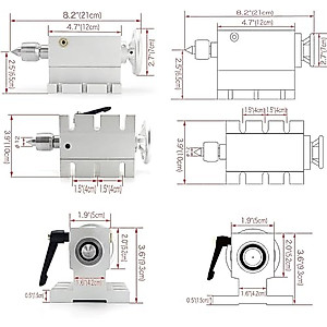 CNCTOPBAOS K12-100mm CNC Router Milling Machine Rotational Axis 4th Axis A axis Rotary Table A axis 100mm 4 jaw chuck dividing head,MT2 65mm Tailstock Reducing ratio 6:1 for CNC Engraving Machine
