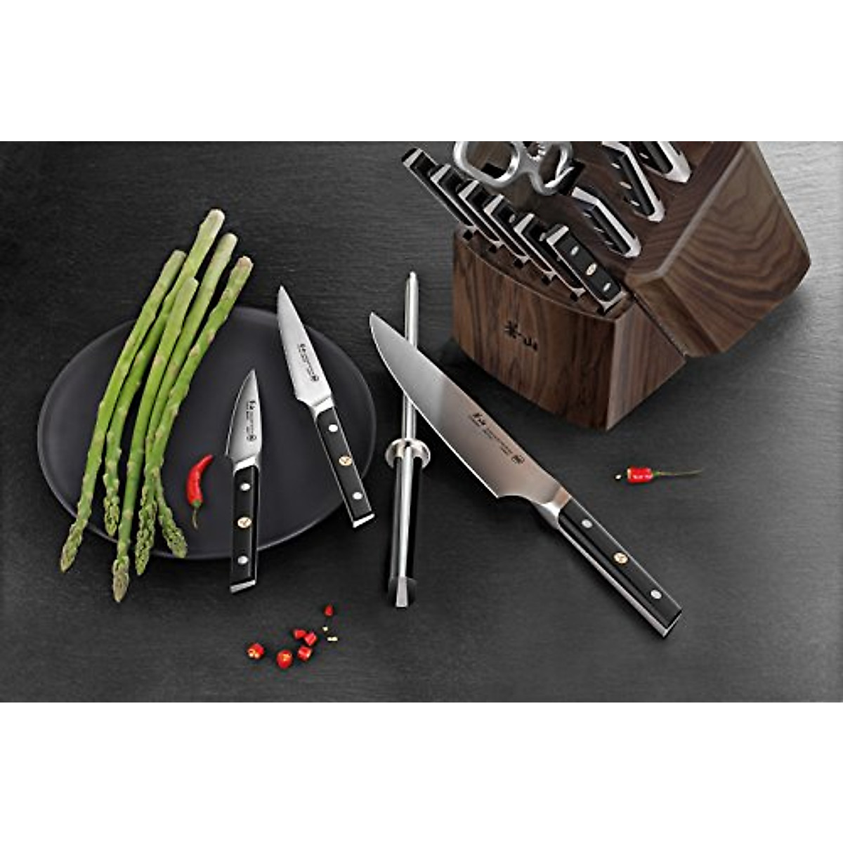 Cangshan TC Series 1021455 Swedish 14C28N Steel Forged 17-Piece Knife Block Set, Walnut