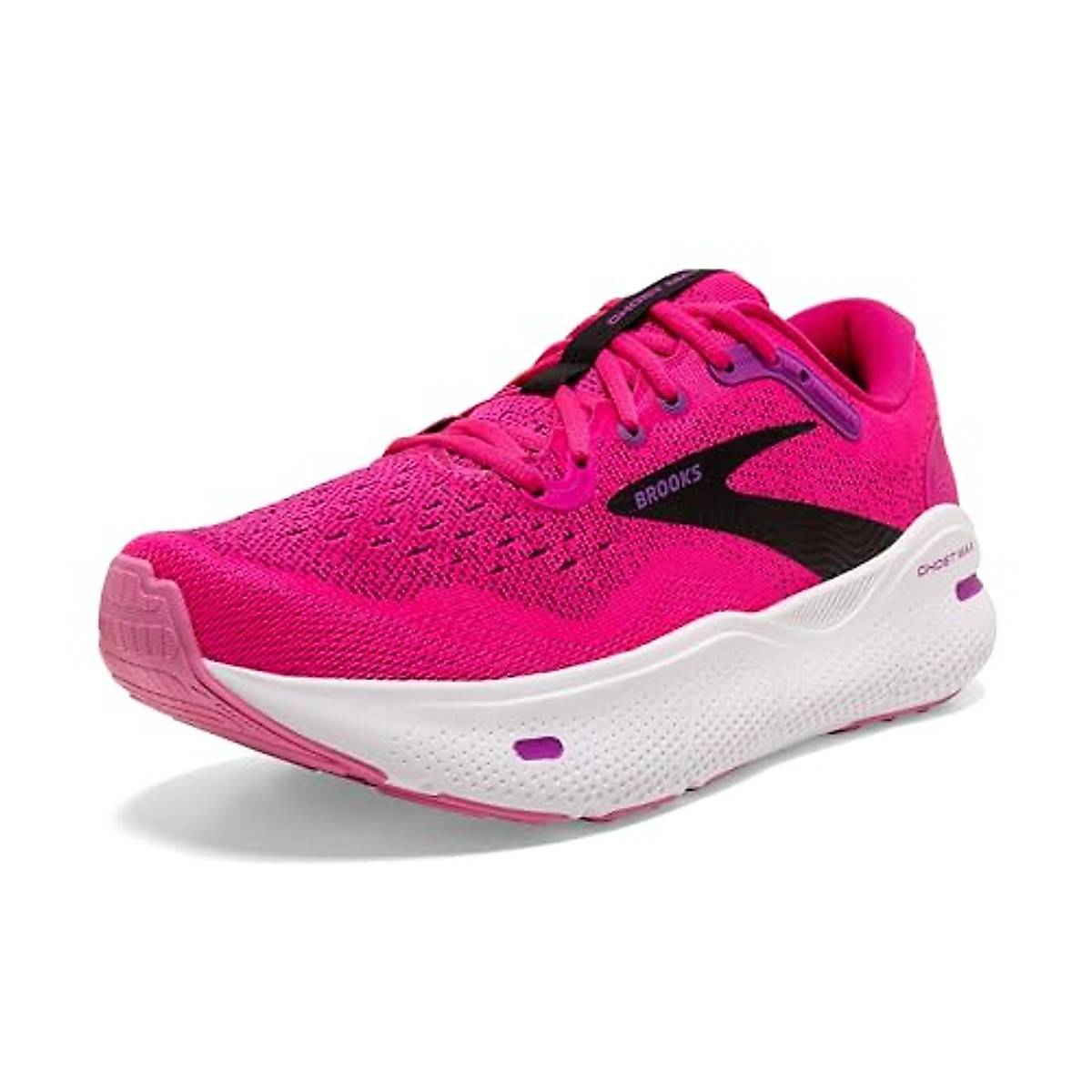 Brooks Women’s Ghost Max Cushion Neutral Running & Walking Shoe - Pink Glo/Purple/Black - 8 Medium
