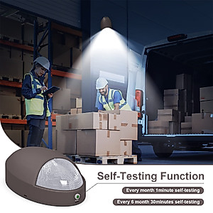 Outdoor Led Emergency Light with Battery Backup Photocell Sensor Self Test Diagnostics, Aluminum Exterior Waterproof Commercial Wall Pack Emergency Lighting Fixtures 120-277VAC UL Certified (1 Pack)