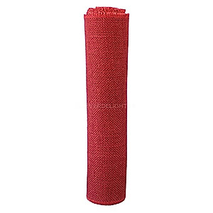 CleverDelights 12" Red Burlap Roll - Finished Edges - 5 Yards - Jute Burlap Fabric