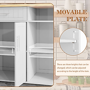 SUNLEI Kitchen Island with Storage Cabinet, 42" Kitchen Cart on Wheels with Shelves, Cart Handle for Towel Rack or Free Mobility, Portable Islands for Kitchen(Stylish White, 42-INCH)