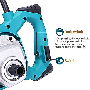 Portable Concrete Mixer 110V 2100W Electric Handheld 6 Gears for Thinset Cement Plaster Grout Paint Mud Mixing with 23.6" Stirring Rod (Blue)