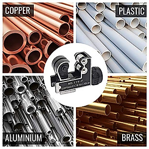 Pipe Cutter [1/8" - 1 1/8"] Tube Cutter Tool for Copper Pipe, Stainless Steel Tubing, Metal, Plastic, Brass - Copper Pipe Cutter - Compact & Tight Space Rigid Tubing Cutter Set for Plumbing