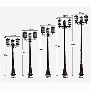 3 Head High Pole Landscape Street Light Aluminum Pole Light Outdoor Waterproof Courtyard Garden Community European Lamp Villa Home Retro Led