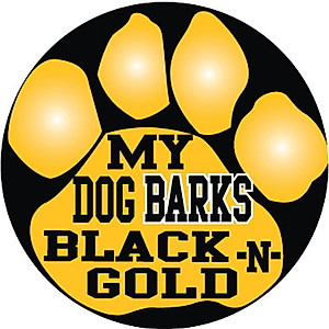 Gift House My Dog Barks Black N Gold 1.25" Button