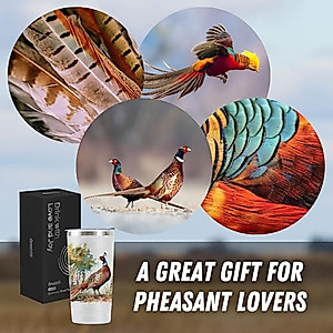 Onebttl Pheasant Hunting Gifts Tumbler Travel Coffee Mug, Stainless Steel Insulated with Lid 20oz/590ml - Watercolor