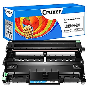 Cruxer 1-Pack Black Compatible Drum Unit Replacement for Brother DR360 DR-360 Work with HL-2140 HL-2170W MFC-7840W MFC-7340 MFC-7345N DCP-7030 DCP-7040 Series Printer