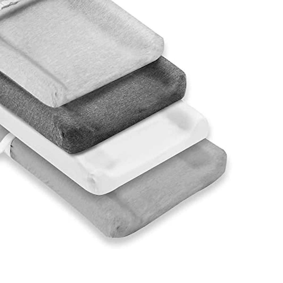 Changing Pad Cover – Baby Changing Pad Covers 4 Pack – Boy or Girl Changing Pad Cover – Pure Cotton Machine Washable Solid Grey and White Changing Table Cover – Diaper Changing Sheets