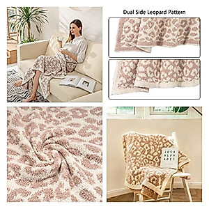 DOOWELL Throw Blanket, Leopard Print Ultra Soft Fleece Blanket, Suitable for Chair Sofa Couch Bed Travel Blanket(50"x70", Cream)