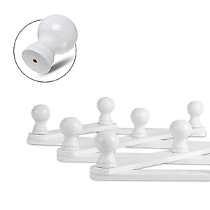 TRSPCWR 2 Pack Accordion Wall Hanger, Expandable Coat Rack Wall Mounted, Solid Wooden Wall Hat Rack, Wood Hat Hanger for Hanging Coat, Hats, Caps, Mugs, 10 Peg, White