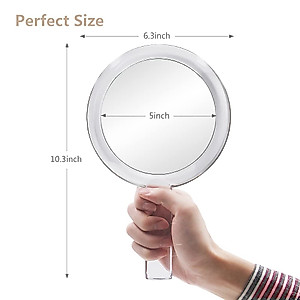 Gotofine Double Sided 1x - 7X Magnification Hand Held Makeup Mirror with Adjustable Stand,Clear (7X)