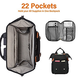 LOVEVOOK Laptop Backpack for Women, Teacher Nurse Bag Work Travel Computer Backpacks Purse,Water Resistant Daypack with USB Charging Port, 15.6 inch Black Brown