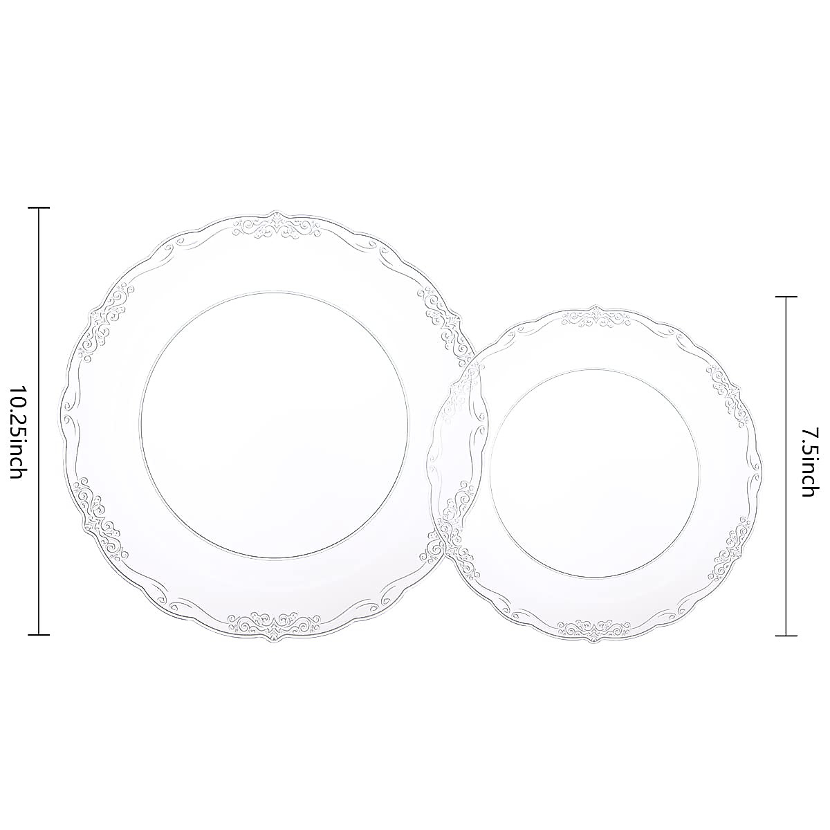 U-QE 100 Pieces Clear Plastic Plates - Clear Disposable Plates - Premium Hard Clear Plates for Party, Holiday and Party Use Including 50 Dinner Plates 10.25 '' & 50 Dessert Plates 7.5 ''