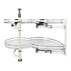 LOVKIT Blind Corner Cabinet Organizer Corner Cabinet Pull Out Shelf 2 Tier Magic Corner Swing Out Organizers Requires 18" and above Door Opening, Right-Side Door Opening to Left (White Right Out)
