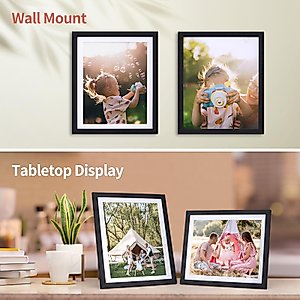 Lyeasw 8x10 Picture Frame Black Set of 15, Display Pictures 8x10 with Mat or 9x11 without Mat, Multi Photo Frames for Wall or Tabletop