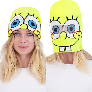 Spongebob Squarepants Roll Down Cuff Beanie Hat, Yellow, One Size