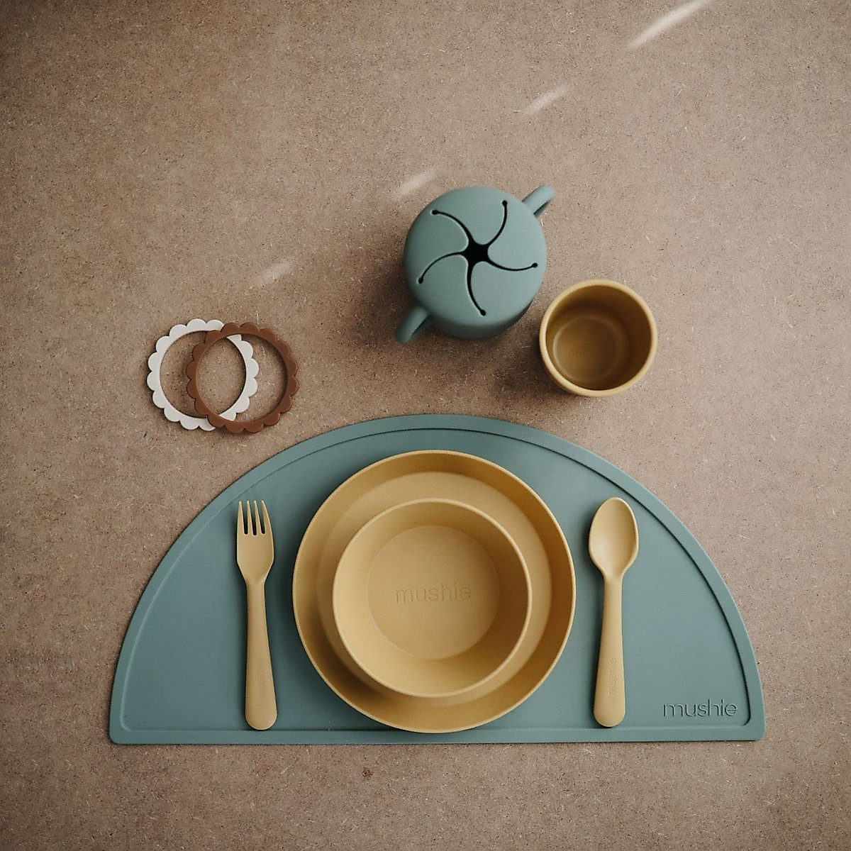 mushie Flatware Fork and Spoon Set for Kids | Made in Denmark (Blush)