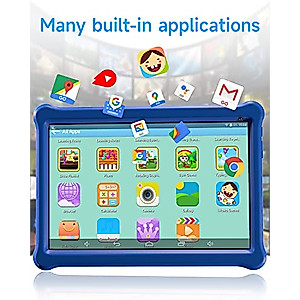 COOPERS Kids Tablet 10 inch, Android Tablets for Kids 32GB ROM 512GB Expand, Parental Control Toddler Tablet, GMS Certified, Kids Software Pre-Installed, WiFi, Dual Camera,with Shockproof Case, Blue