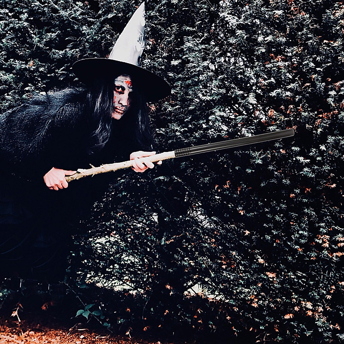 LOGOFUN 4pcs Halloween Witch Broom Sticks Plastic Broom Sticks Witch Broom Replacement Pole for Halloween Cosplay Costume Accessories