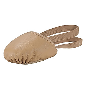 Linodes Leather Contemporary Pirouette Lyrical Half Sole Jazz Ballet Dance Shoe Turning Shoes for Women and Girls-Tan-S