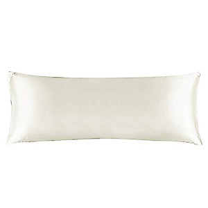 BEDELITE Satin Silk Body Pillow Pillowcase for Hair and Skin, Premium and Silky Ivory Long Body Pillow Case Cover 20x54 with Envelope Closure