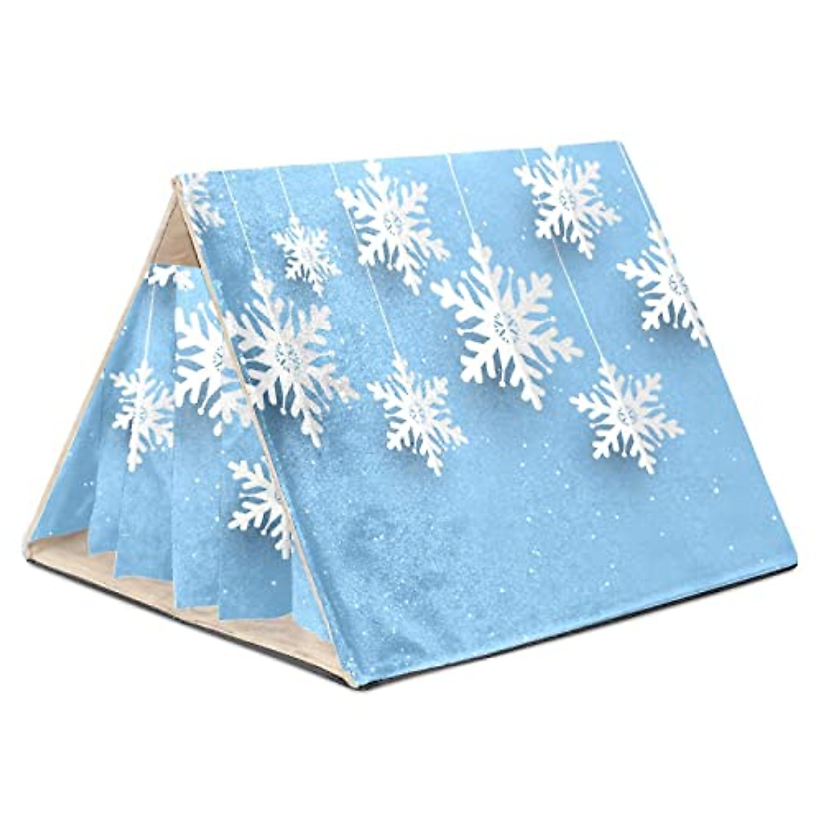 enheng Small Pet Hideout Christmas Hanging Snowflakes Background Hamster House Guinea Pig Playhouse for Dwarf Rabbits Hedgehogs Chinchillas