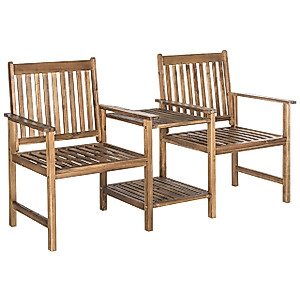SAFAVIEH Outdoor Collection Brea Teak Brown Seat Bench