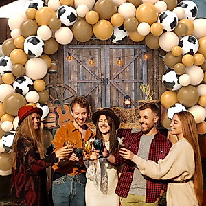 Partydream 142Pcs Western Cowboy Party Decorations Cowboy Party Supplies, 140Pc Cowboy Balloons 1Pc Cowboy Backdrop 1Pc Cowboy Tablecloth for Western Theme Birthday Party Baby Shower